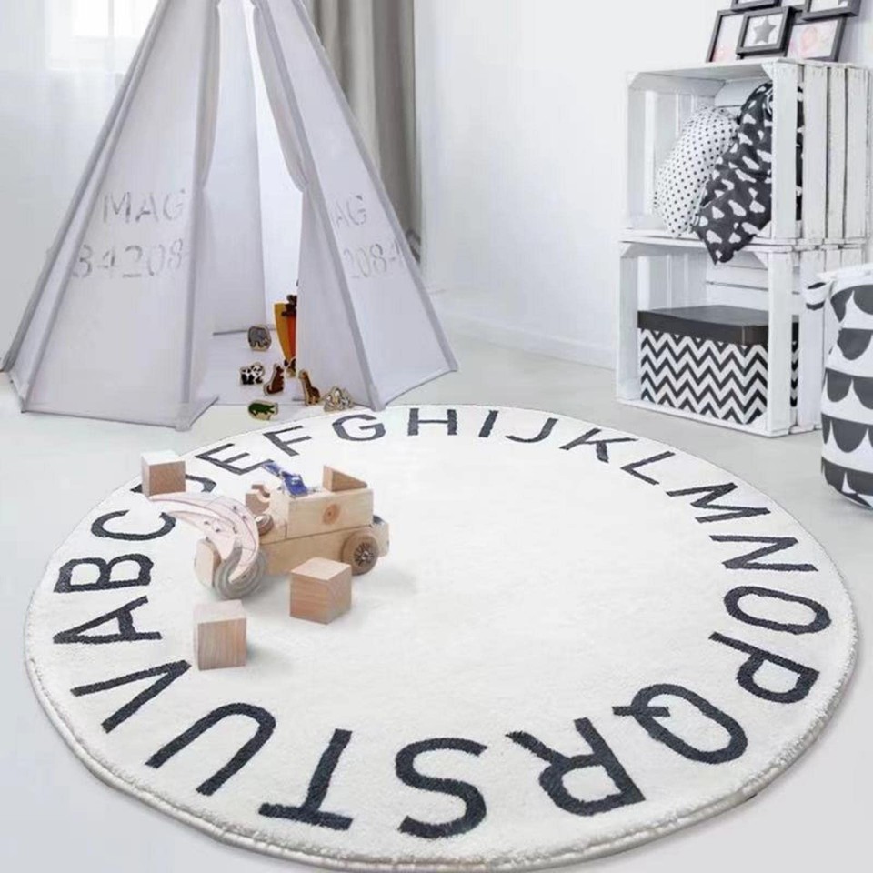 Round Kids ABC Rug Alphabet Nursery Carpet, 3.2 Ft Soft Non Slip Kids ...