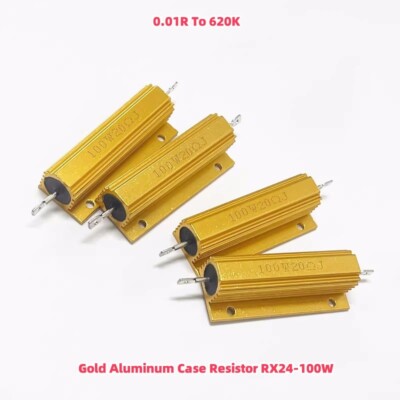 Gold Aluminum Case Resistor RX24-100W 1R 2R 4R 6R 8R 10R 20R 47R 100R 1K 10K | eBay