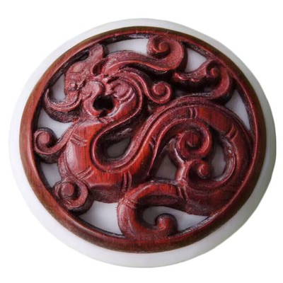 1x Pipa Head Flower Wood Dragon Carving Pipa Making Restore Accessory ...