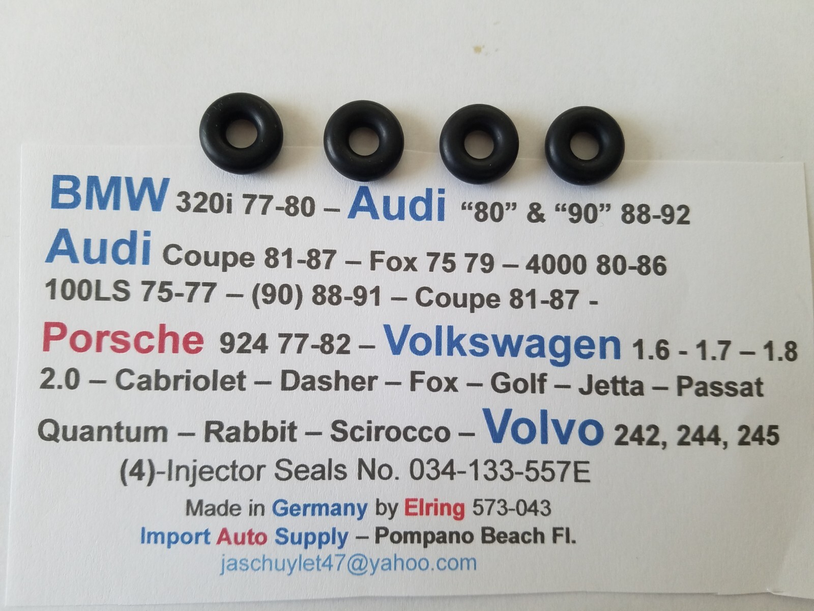 Fuel Injector O-Ring Kit (4) CIS Injection - Audi - BMW 320i - Porsche ...