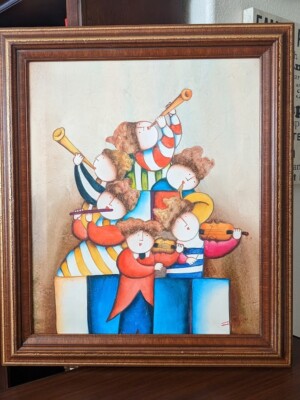 J Roybal Signed Oil Painting Musicians Children 24 inches (height) x 20 ...