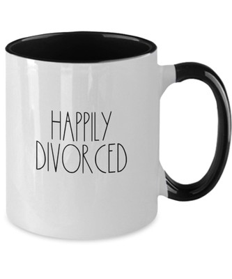 Funny Happily Divorced Mug Divorcee Gift Novelty Two Toned Mug Coffee ...