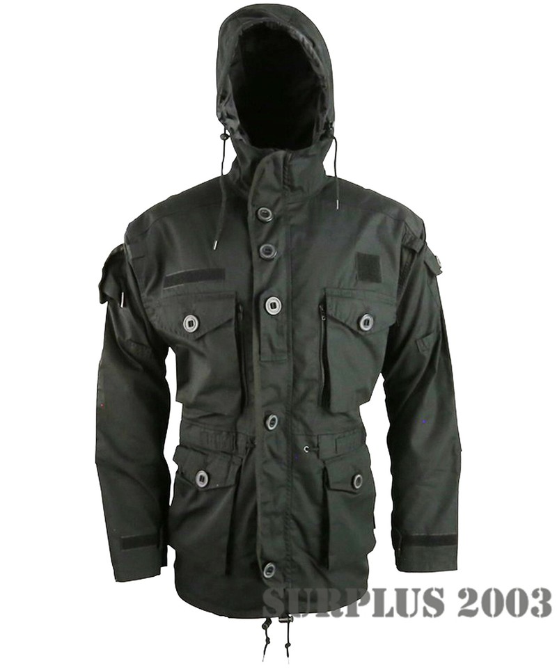 Black Special Forces SAS Style Assault Hooded Smock British Army Jacket ...