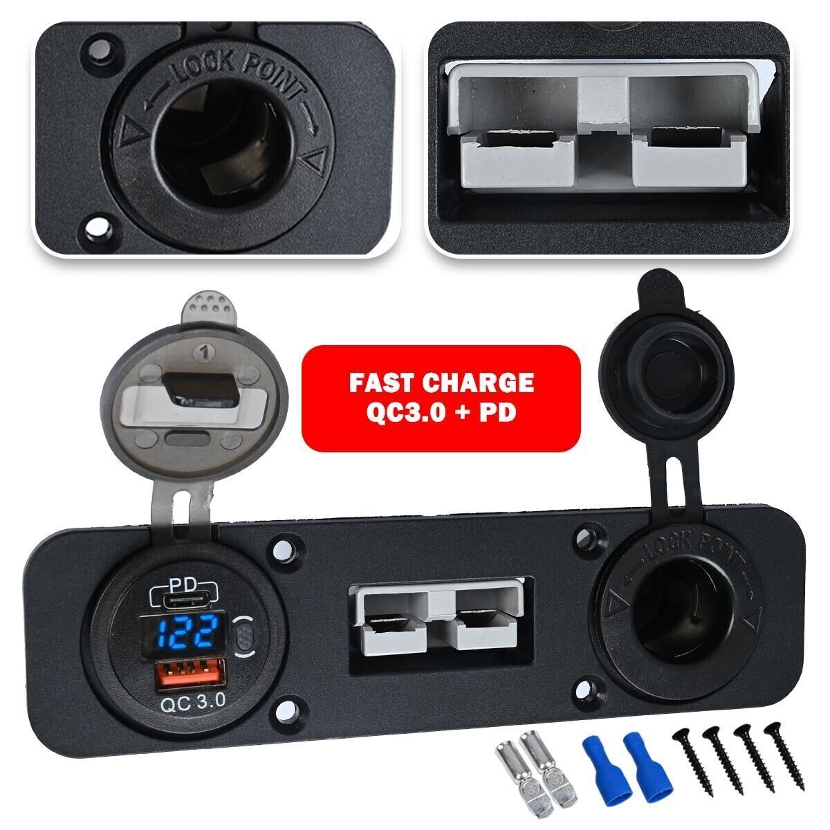 50Amp QC 3.0 + PD Quick Charge USB Cigarette Socket Flush Mount ...