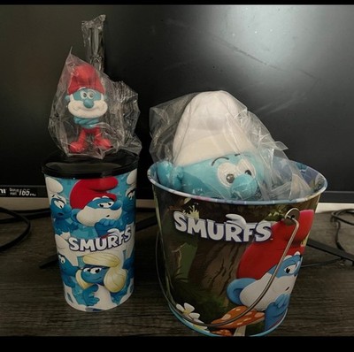 Smurfs 2025 AMC Smurf Combo Popcorn Tin Smurfs Plushie & Cup w Papa ...