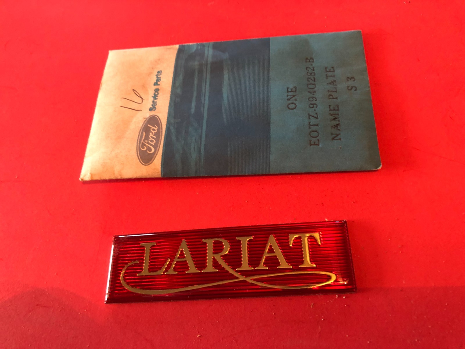 NOS 80-86 Ford Truck Pickup F150 250 "Lariat" Adhesive Emblem E0TZ ...