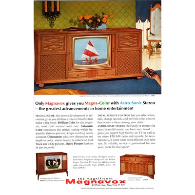 Magnavox Magna-Color Astro-Sonic Television TV Teleset - Vintage ...