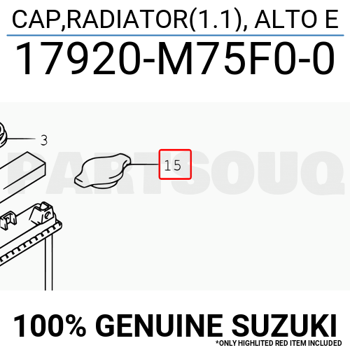 17920M75F00 Genuine Suzuki CAP,RADIATOR(1.1), ALTO E 17920-M75F0-0 | eBay