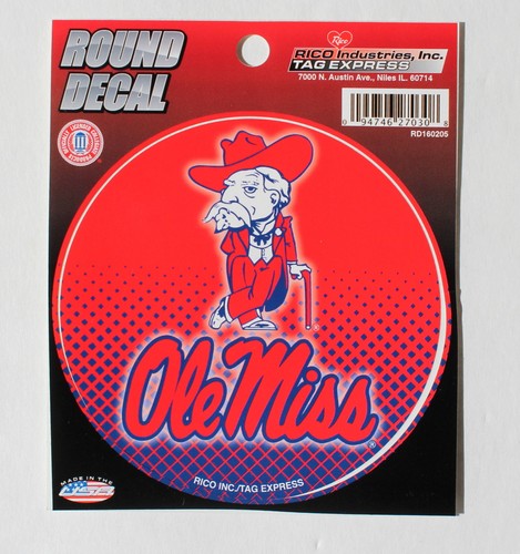 University Of Mississippi 'Ole Miss Colonel Round Decal Car Window ...