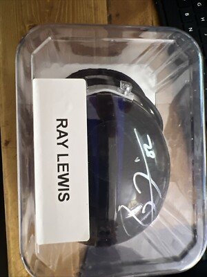 Ray Lewis Autographed Baltimore Ravens Riddell Mini Helmet - JSA. Never ...