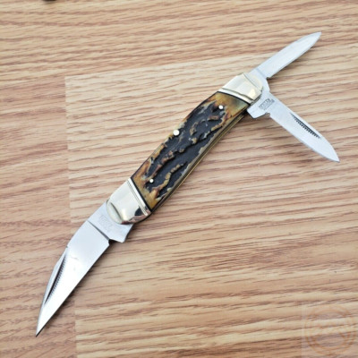 Rough Ryder Swayback Pocket Knife Carbon Steel Blades Cinnamon Stag ...