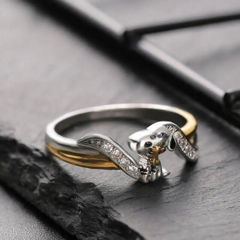 Snoopy, Woodstock Ring, Sterling Silver, Gold Plated Snoopy, Woodstock Ring, Sterling Silver, Gold Plated
