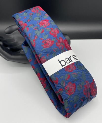 Bar III Men's Silk Blend Tie ~ Blue ~ Floral Pattern ~ Narrow ~ NEW ...