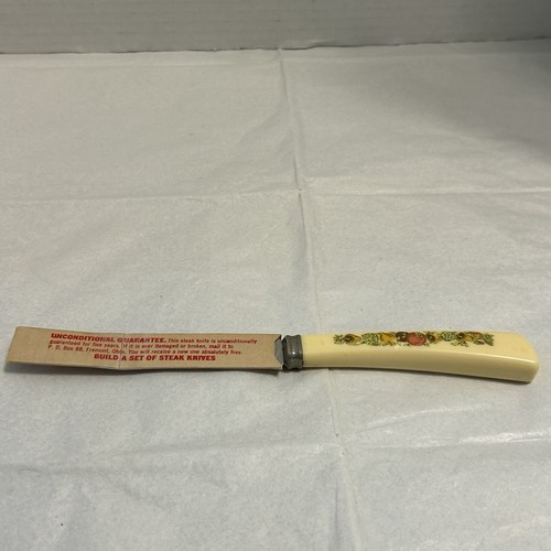 Vintage Quikut Steak Knife Ivory Colored Handle With Decorative Design ...