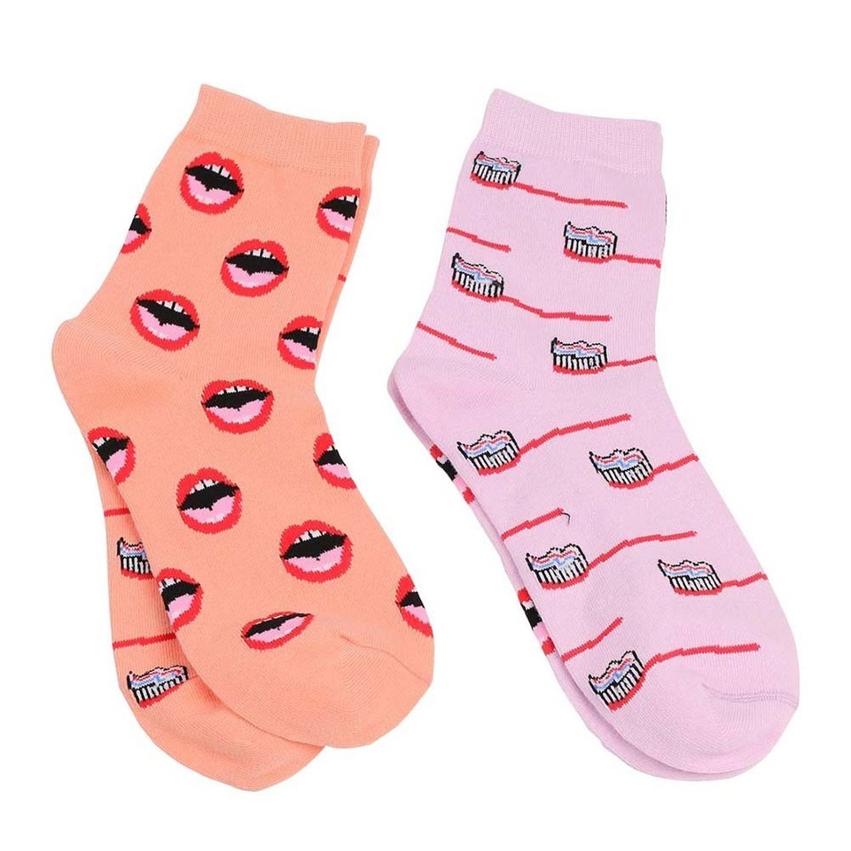 Winter Autumn High Ankle Socks In Tube Sock Cotton Teeth and Toothbrush ...