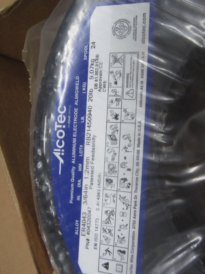 ALCOTEC ER 4043 3/64" 4043320047 ALUMINUM WELDING WIRE ALMIGWELD 20 LBS ...