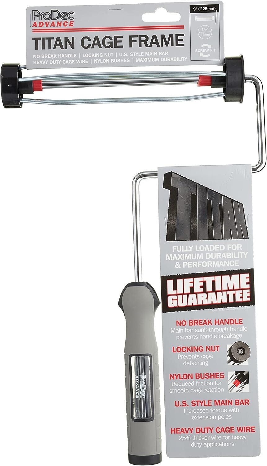 ProDec Paint Roller Cage TITAN 9" x 1.75" No-Break Frame Arm Handle ...