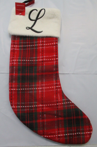 WONDERSHOP TARGET TARTAN RED CHRISTMAS STOCKING LETTER L MONOGRAM RED ...