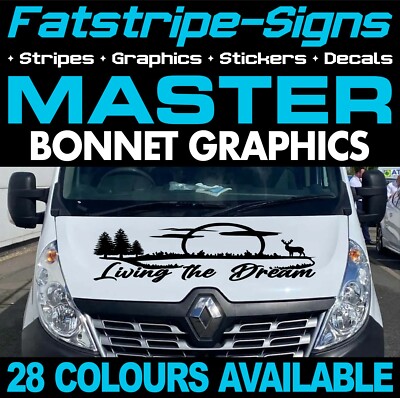 to fit RENAULT MASTER LIVING THE DREAM BONNET STICKERS CAMPER VAN ...