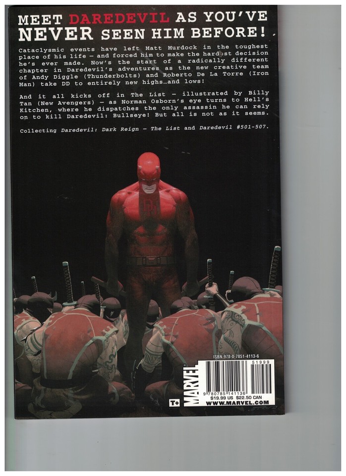 DAREDEVIL THE DEVIL'S HAND TP TPB Andy Diggle Billy Tan Bullseye 2010 ...