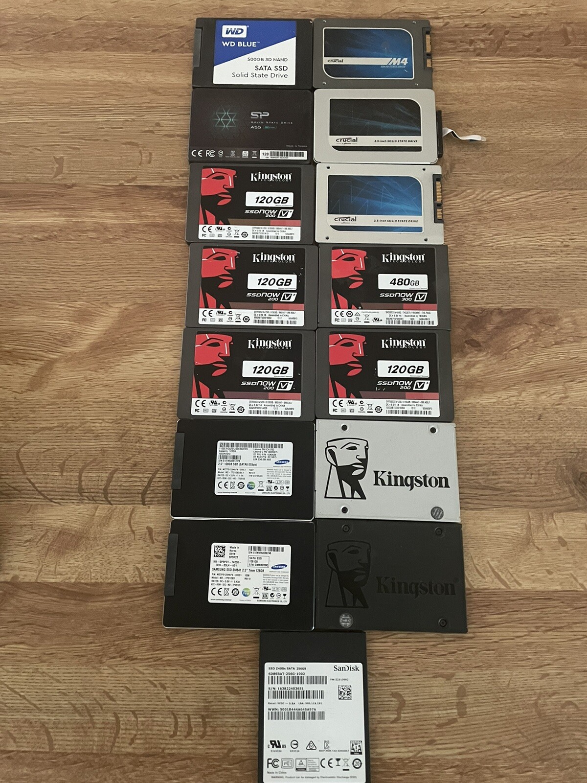 Lot of 14 Ssd Drives Samsung SanDisk Kingston Crucial WD Blue SP Solid ...