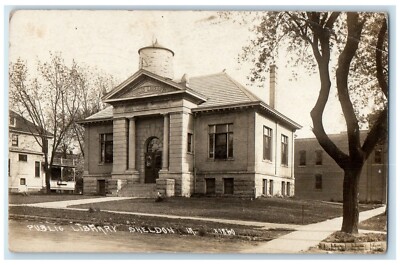 c1930's Public Library Building Sheldon Iowa IA RPPC Photo Vintage ...