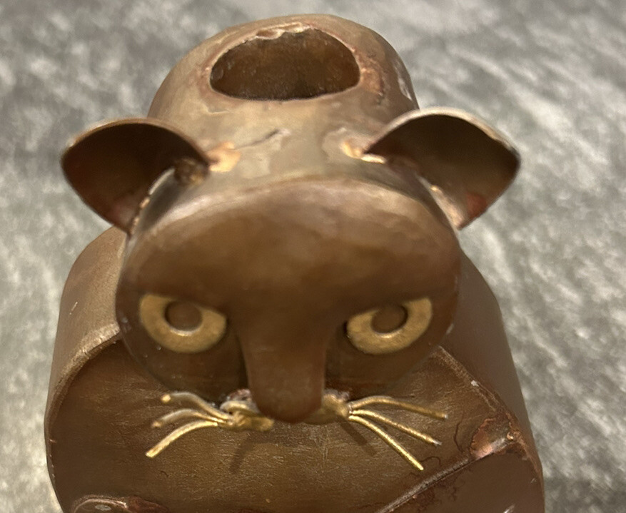 VINTAGE BLUEHANDWORKS METAL CAT TAPER CANDLE HOLDER NEW 5.5” Copper ...