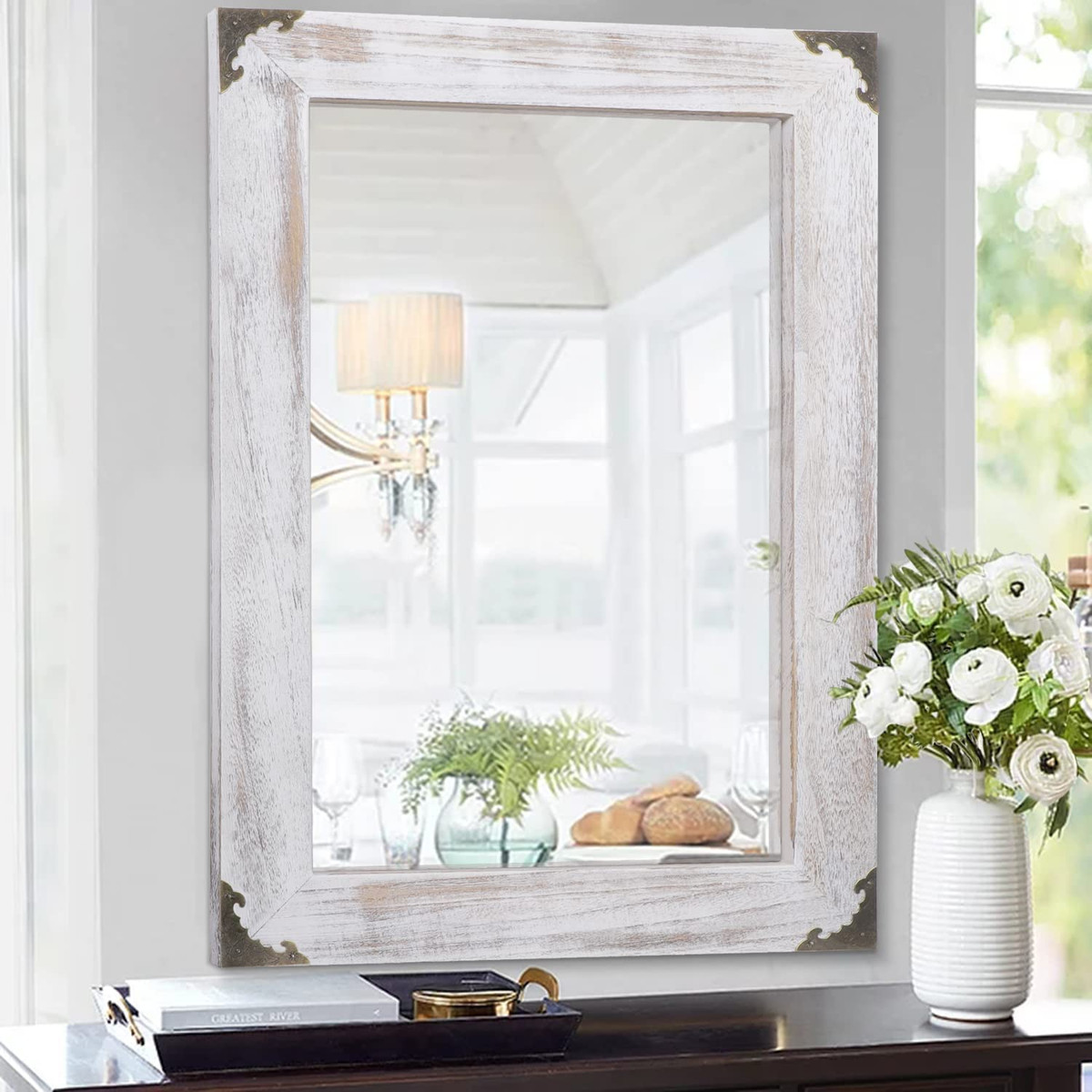 White Distressed Mirror