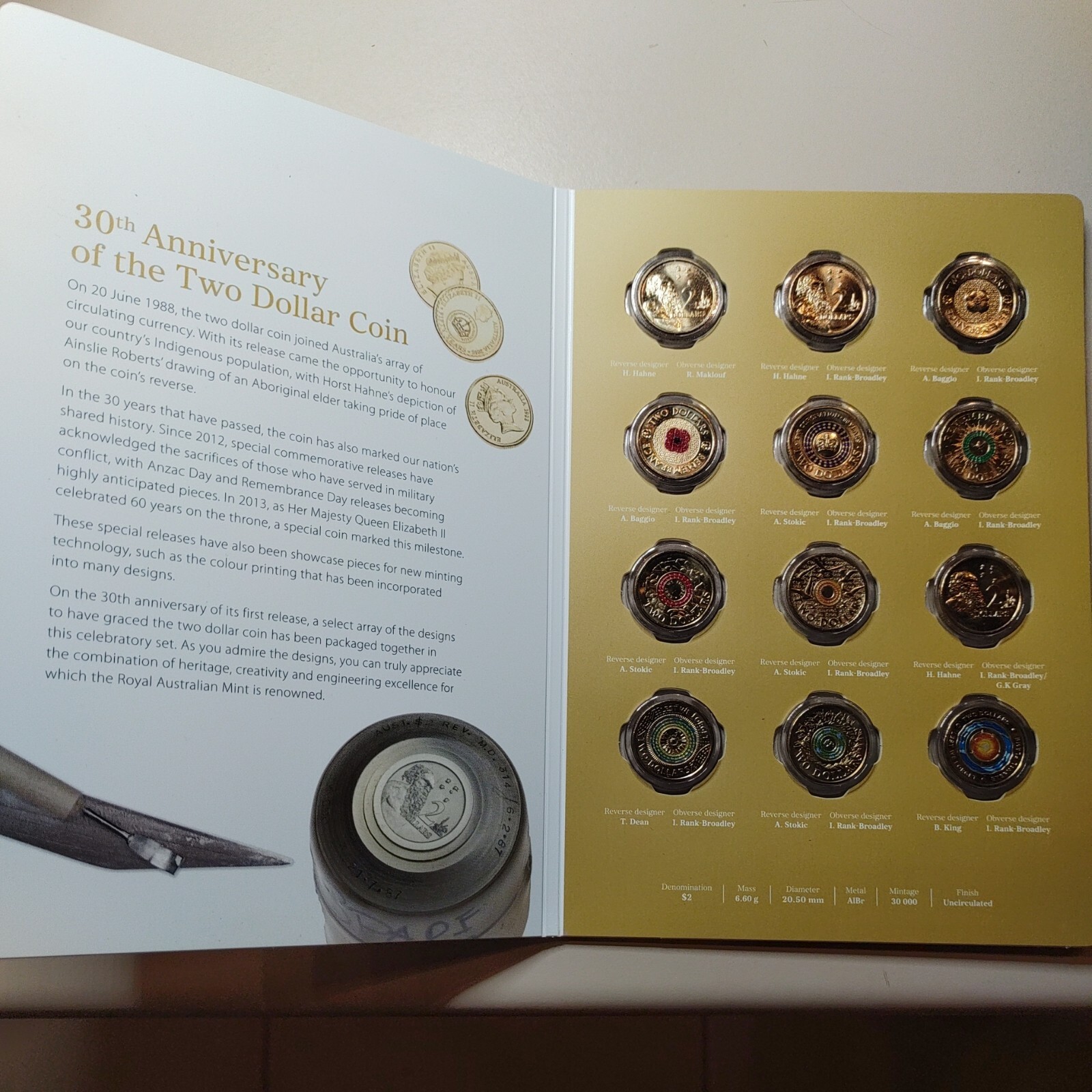 2018 Australia 30th Anniversary of the TWO DOLLAR COIN $2 Twelve Coin ...