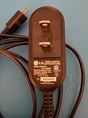 Genuine OEM LG CELL PHONE CHARGER MODEL NUMBER STA-U34WRI OUTPUT 5.1V 0 ...