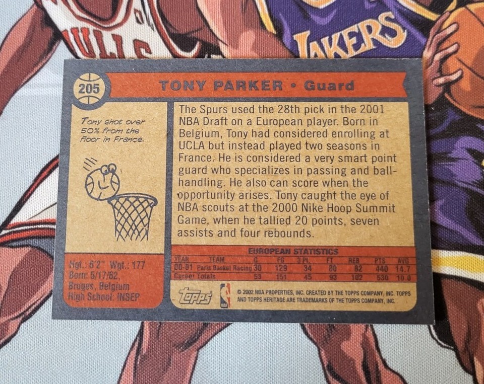 2001-02 Topps Heritage Tony Parker Rookie Card RC #205 | eBay