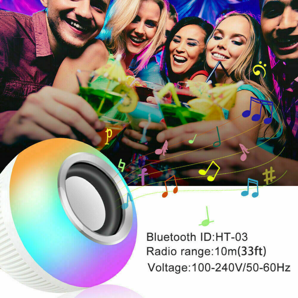 2PACK- Wireless Bluetooth Speaker E27 Bulb LED Light Music RGB Color ...