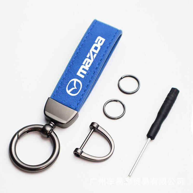 Suede Blue Leather Key Chain Ring Keyfob for Mazda 3 6 CX-5 CX-7 RX-7 ...