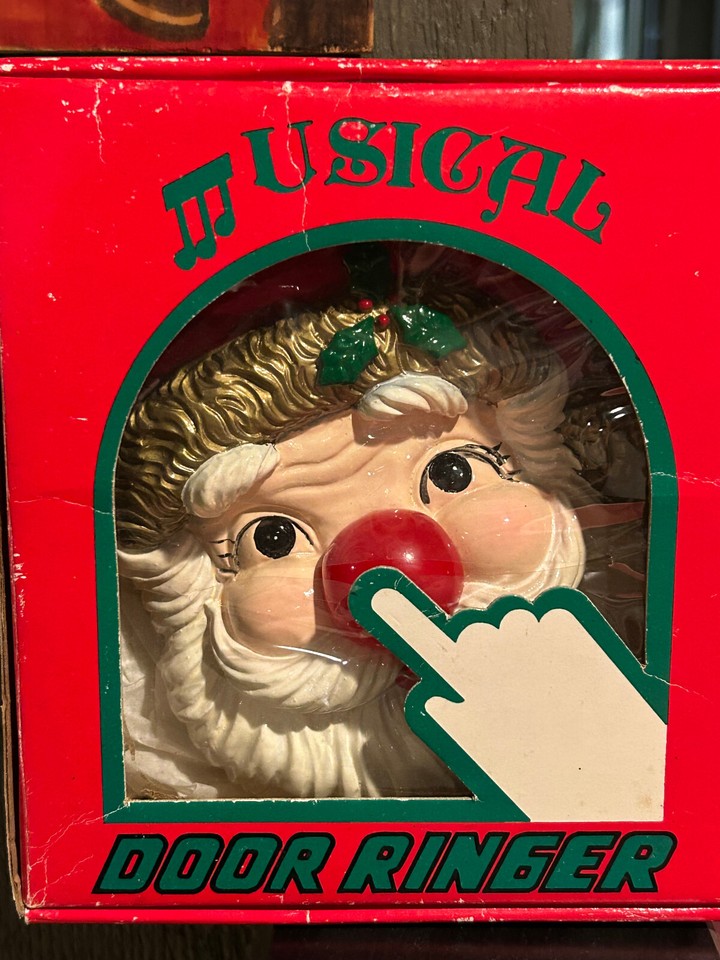 Vintage Christmas Santa Claus Face Musical Door Ringer 1960's in ...