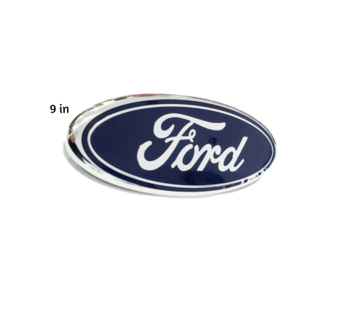 FORD BLUE 9 INCH Emblem For Front Grille/Tailgate Oval Badge Chrome ...