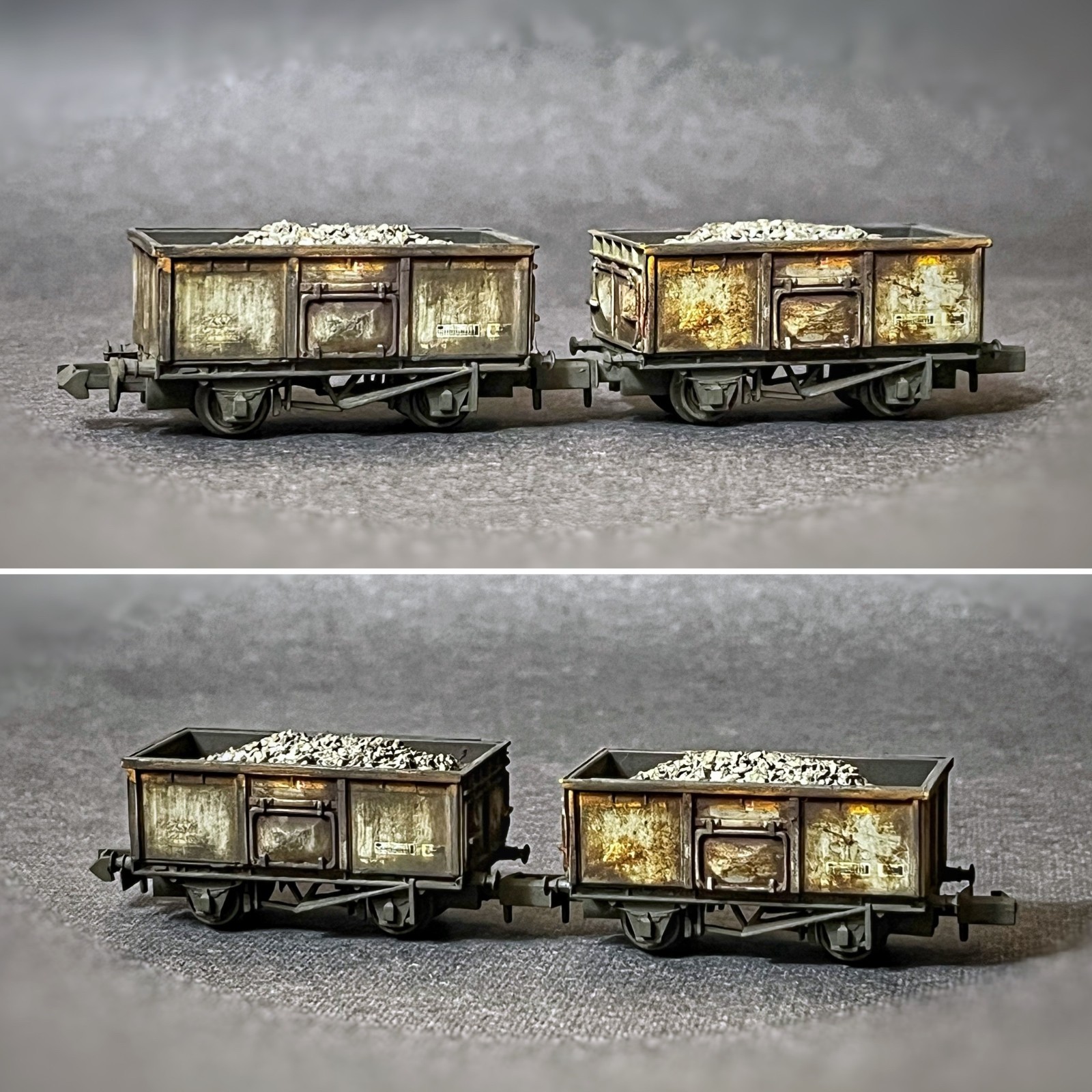 N Gauge Grafar 2x BR Dutch Steel mineral / ballast wagons *PRO ...
