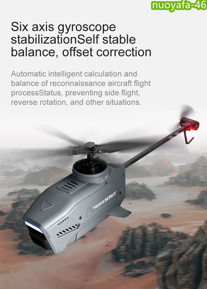 2.4G 8K 2-Camera 6-Axis WiFi Helicopter 120°Wide Angle Camera Drone RC ...