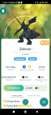 Pokémon Zekrom Legacy ( Fusion Bolt ) GO | eBay