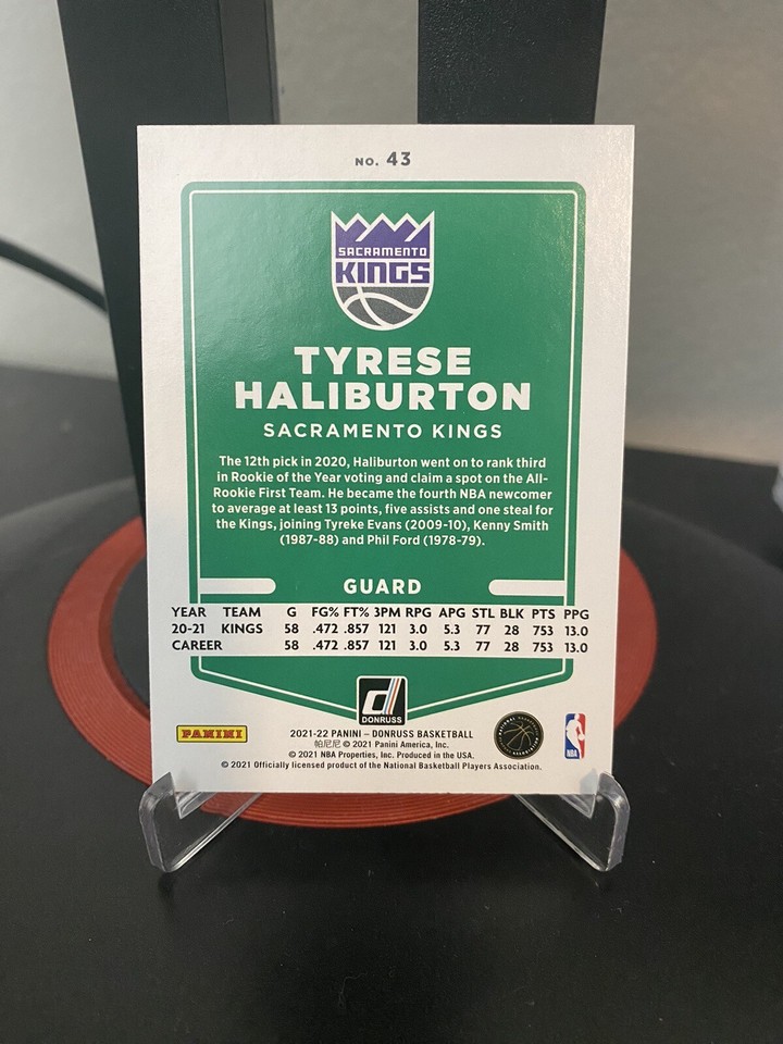2021-22 Panini Donruss #43 Tyrese Haliburton Sacramento Kings | eBay