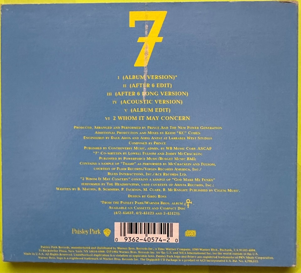 7 - Prince And The New Power Generation - (CD, Single, 1992) - 6 Track ...