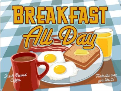Vintage Retro Breakfast All Day Cafe Restaurant Diner Kitchen Metal ...