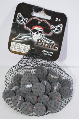 Mega Marbles "PIRATE" Net Bag of 25 Glass Marbles, 24 Players 1 Shooter ...