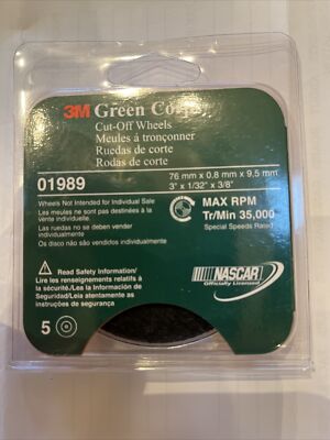 3M 1989/01989 Green Corps Cut Off Wheel 3" X 1/32" X 3/8", 5 Pc In A ...