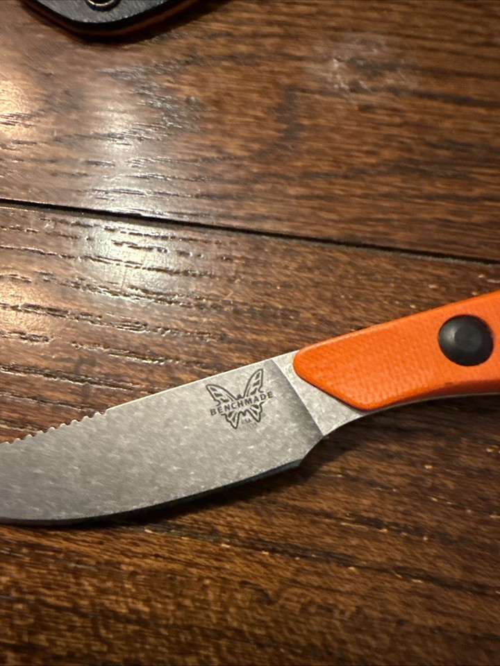 Benchmade 15700 Flyway Fixed Blade Knife - USA Made - Orange Scales ...