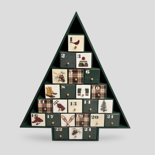 LL Bean Wooden Tree 25 Days Of Christmas Advent Calendar Pull Out Boxes ...