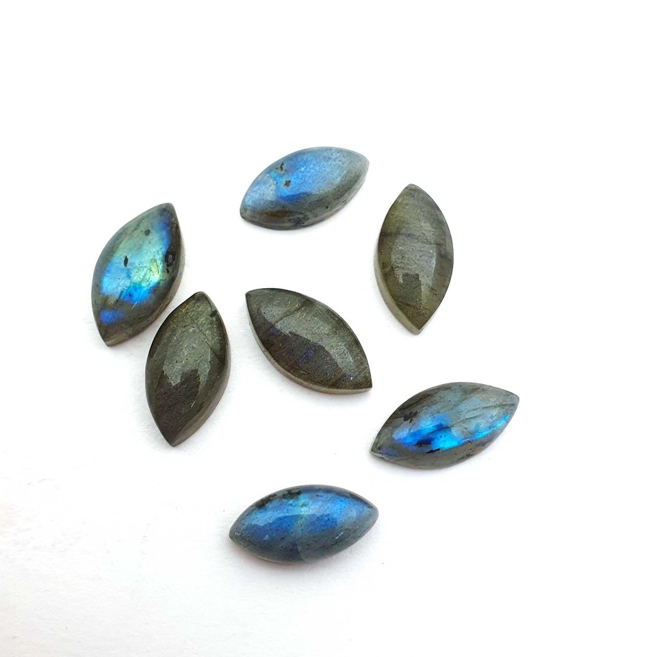 Natural Labradorite Blue Flash Cabochon Marquise Gemstone Lot 7Pcs 10* ...