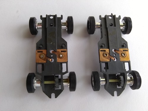 Pair of HO Slot Car Chassis Frames with Tires / Wheels for Parts or ...