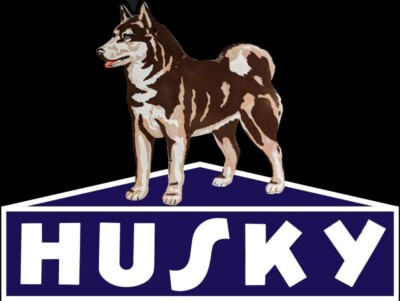 Husky Gasoline w/ Husky Dog DIECUT NEW 28" Wide Sign USA STEEL XL Size ...