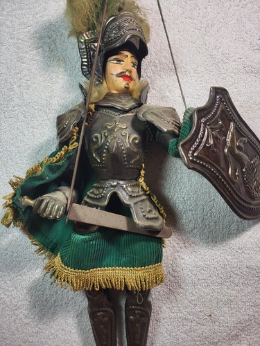 Vintage Italian Garanzia Metal Armor Knight Wooden Marionette Puppet ...