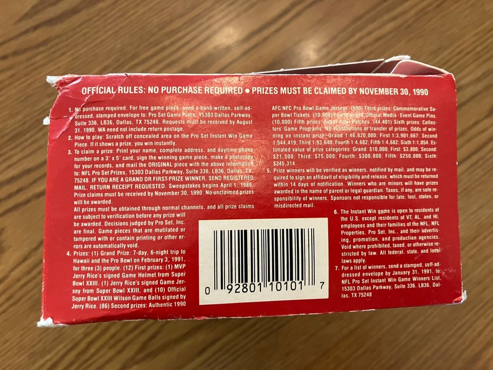 20 Sealed Packs 1989 Pro Set 1 Football Possible Irvin, Carter And Tim ...